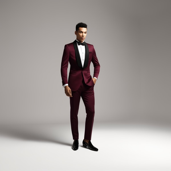 Burgundy Custom-Made Tuxedo in Pure Italian Wool – SOOTZ Clothing Inc.